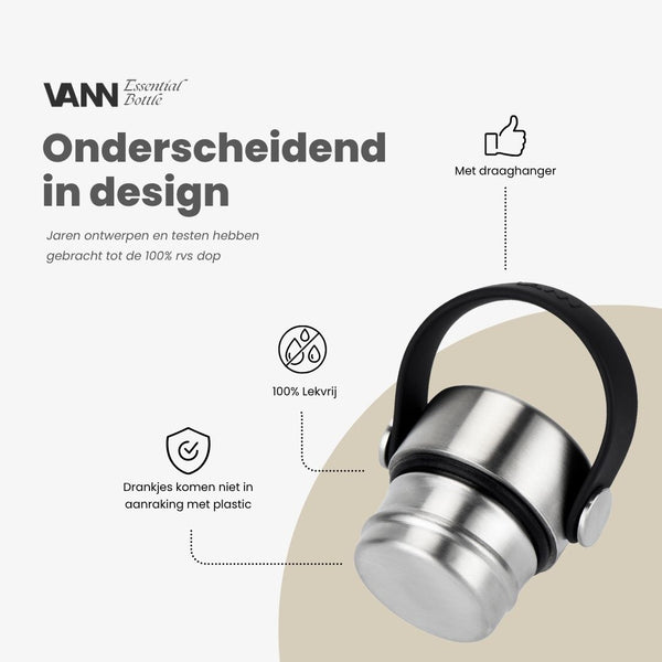VANN RVS Waterfles – 100% Plasticvrij & Isolerend - Essential Bottle