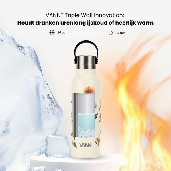 VANN RVS Waterfles – 100% Plasticvrij & Isolerend - Essential Bottle